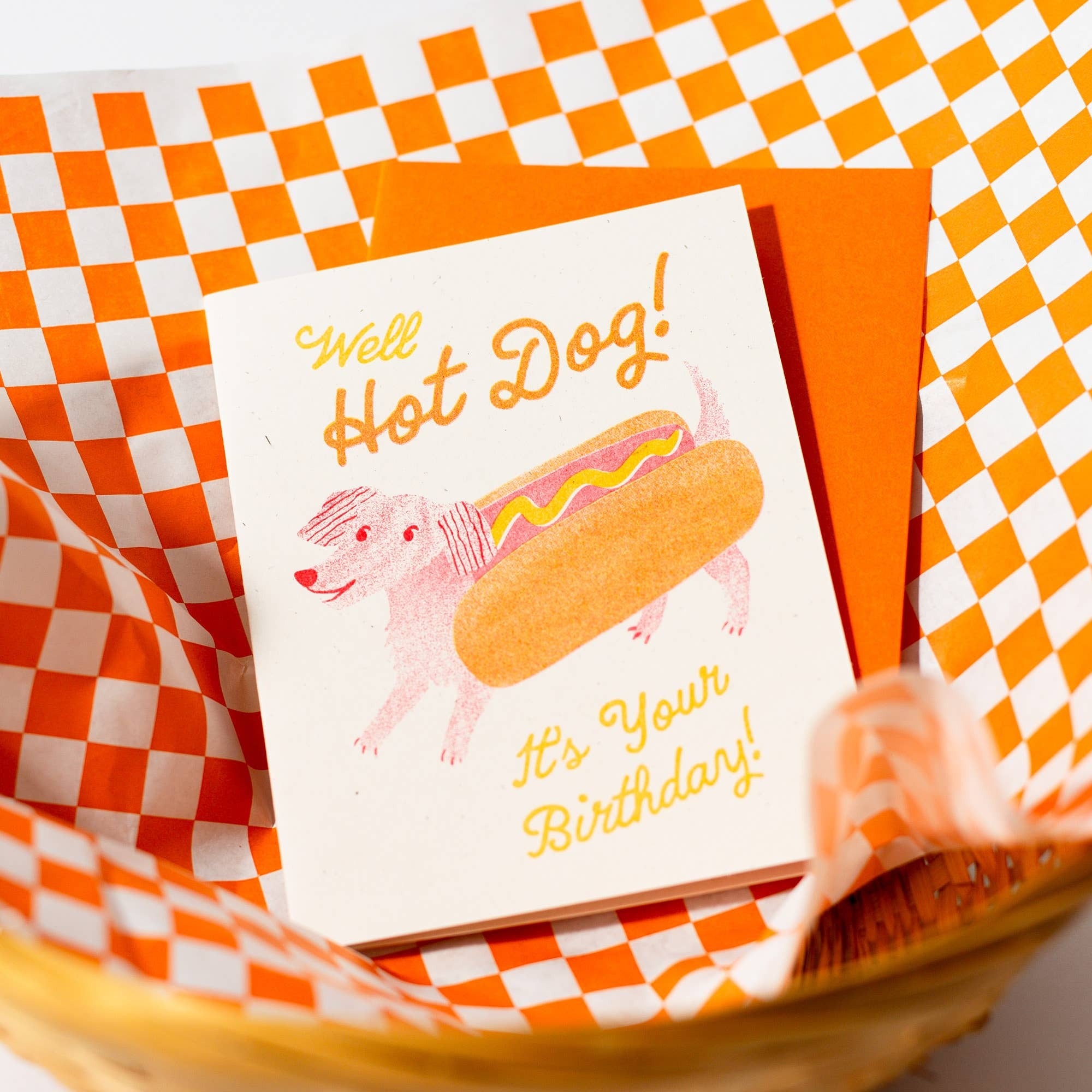 Bromstad Printing Co. - Hot Dog - Risograph Birthday Card | Brazen Shop + Studio